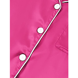 LYANER Women's Satin Pajamas Set Short Sleeve Button Shirt Silky Sleepwear with Shorts Set PJ Rose X-Small