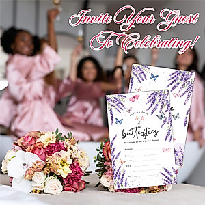 luixd Bridal Shower Invitations, 25 Purple Lavender & Butterfly Fill In Invites With Envelopes, Invitations For Newlyweds,Bridal Shower, Party Favor & Supplies - B10