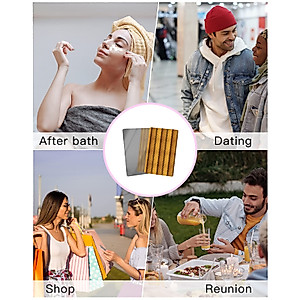 Carosoffe Yellow Ombre Small Compact Mirror for Purse, Geometric Wavy Striped Abstract Art Travel Makeup Mirror for Women Men, Rectangular Handheld Compact Pocket Mirror 1 PCS