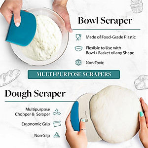 Banneton Bread Proofing Basket Set, 9 Inch Round & 10 Inch Oval Banneton Basket & Sourdough Bread Baking Supplies, with Danish Dough Whisk, Silicone Bread Sling, Linen Liner, Bread Lame, Bowl Scraper