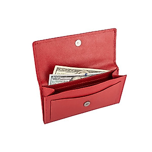 Zinda Genuine Leathers Women’s Wallet Long Purse Flap Over RFID Protection (Red)