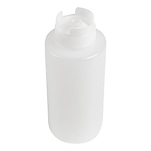 Restaurantware 32oz. FIFO Inverted Plastic Squeeze Bottle with Refill and Dispensing Lids - First In First Out - Perfect for Restaurants Catering and Food Trucks - 1ct box