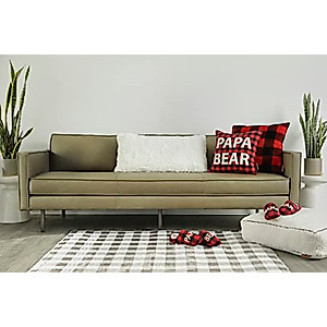 Dearfoams Papa Bear Pillow, Red and Black Buffalo Check