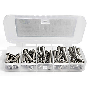 M5 x 20mm 25mm 30mm 35mm 40mm Button Head Socket Cap Screws Bolts, 304 Stainless Steel, Bright Finish, Metric Allen Hex Drive, Fully Threaded, 50PCS