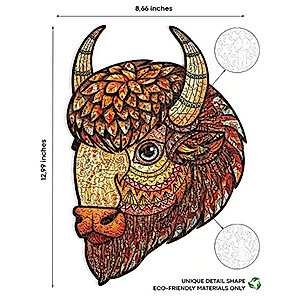Wooden Jigsaw Puzzles for Adults and Kids Unique Shaped Jigsaw Puzzles Premium Gift Box - American Buffalo EAGLEWOOD