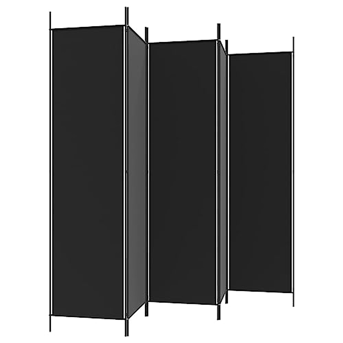 YAFF 5-Panel Folding Partition Privacy Screens, Portable Fabric Room Divider with Iron Frame, Freestanding Privacy Partial for Bedroom Home Office, 98.4" x 78.7"-Black