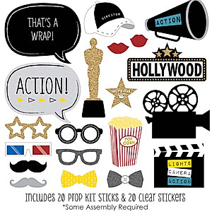 Big Dot of Happiness Movie - Hollywood Party Photo Booth Props Kit 20 Count