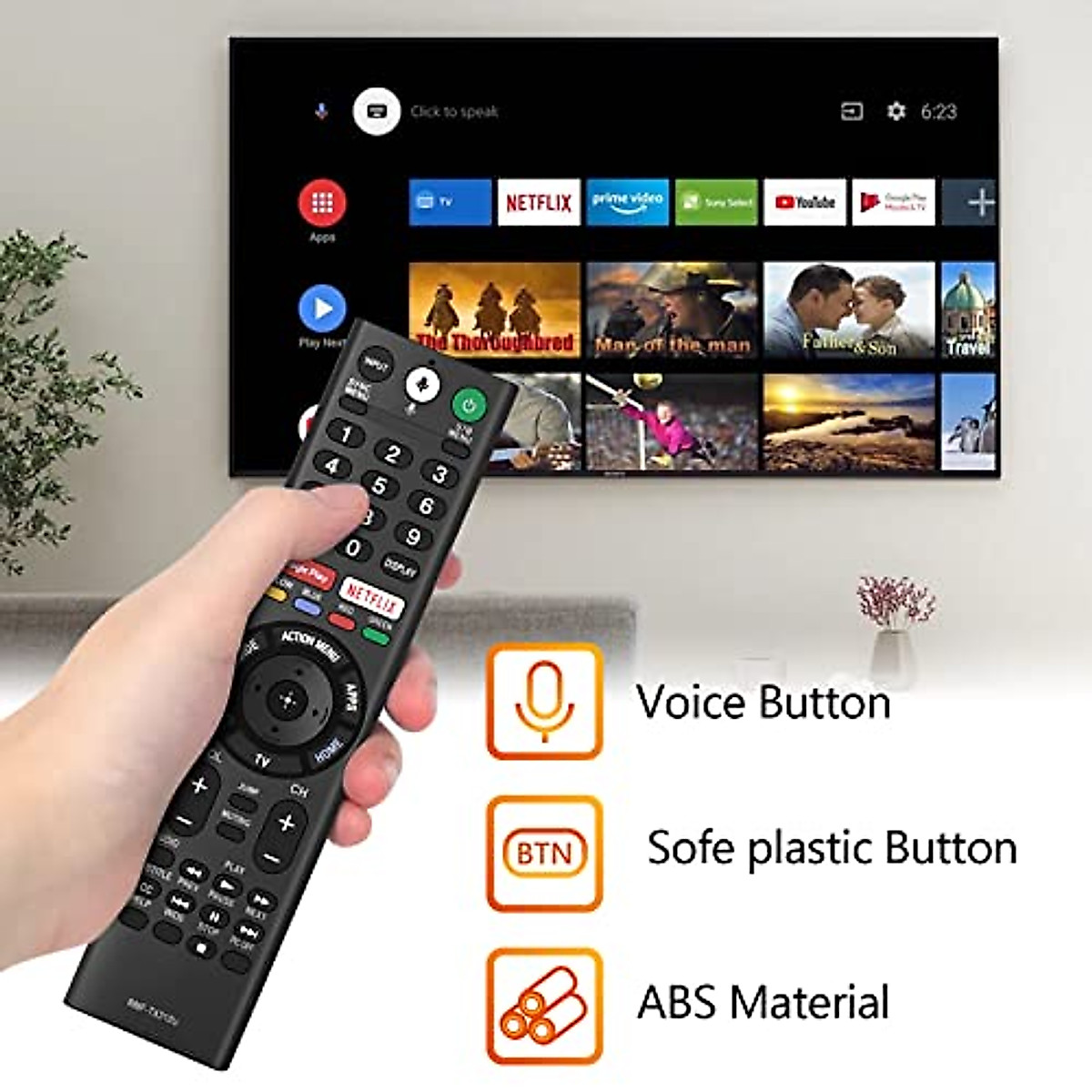 RMF-TX310U Voice Replacement Remote Control Compatible with Sony 4K Smart Bravia TV Models XBR-43X800G XBR-75X800G XBR-65X800G XBR-49X800G XBR-55X800G XBR-85X900F XBR-49X900F XBR-75X900F XBR-65X900F