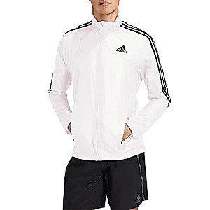 adidas Men's Marathon Jacket 3-Stripes, White/Black, Large