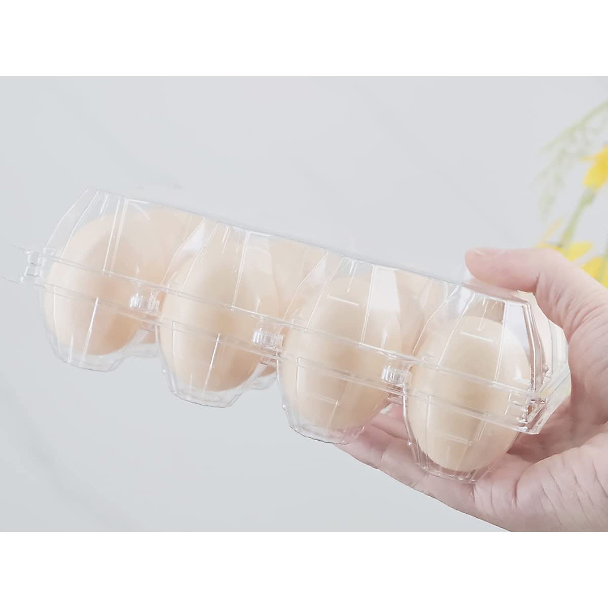 BULKBUY Egg Cartons 60 Packs, Clear Eco-friendly Plastic Blank Egg Cartons with Free Labels, Holds up to 12 Eggs Securely, Perfect for Family Pasture Farm Markets Display - Medium
