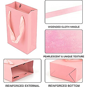 Dasofine Pink Gift Bags 12 Pack 5.03‘’ × 2.36‘’ × 7.40‘’ Small Gift Bags Paper Party Favor Bag with Handle, Retail Bag for Shopping, School, Office