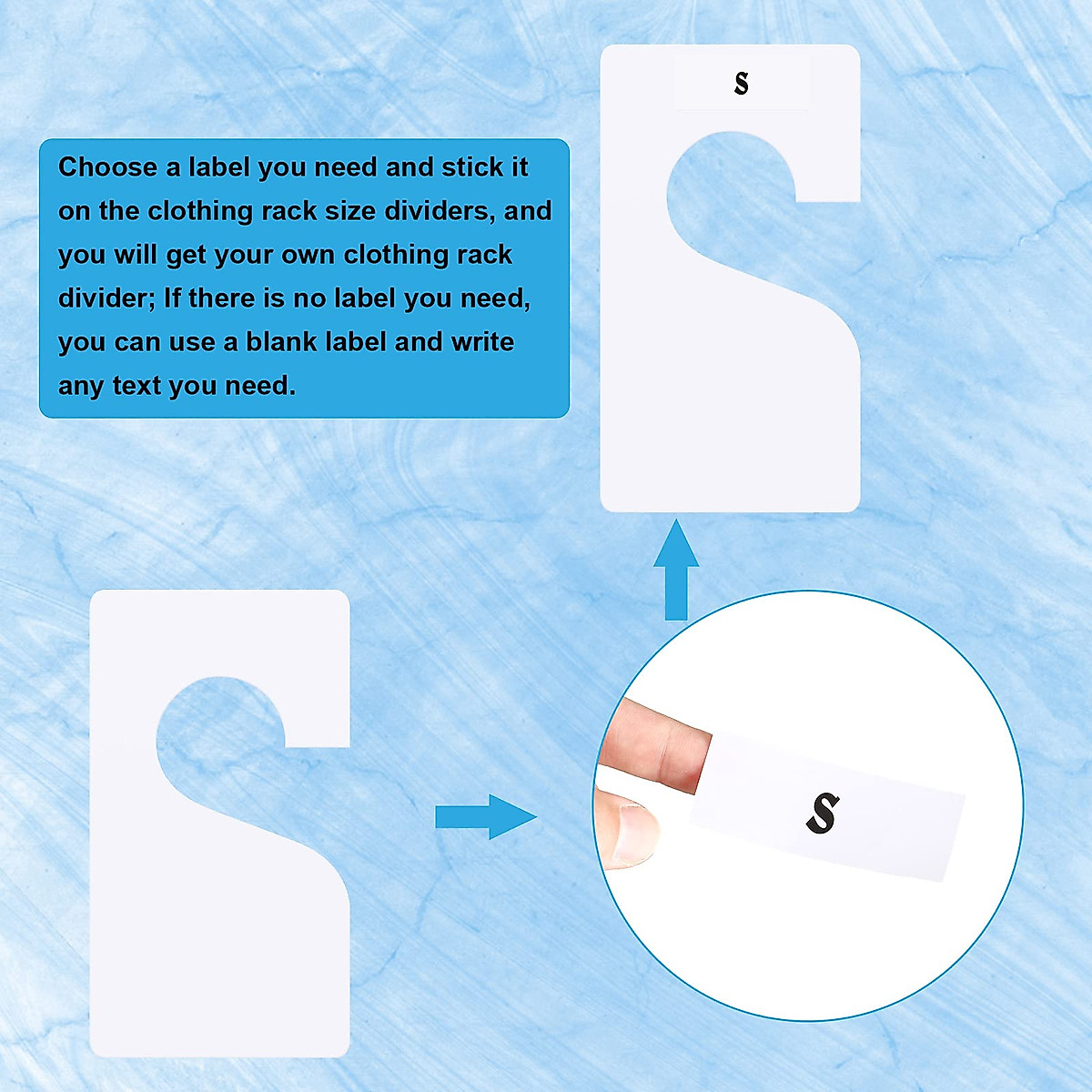 20 Pieces Blank Clothing Rack Divider Clothing Rack Size Dividers Acrylic Baby Closet Dividers Rectangular Large Closet Dividers and 144 Pieces Sorting Labels for Home Closet Cloth Store DIY Craft