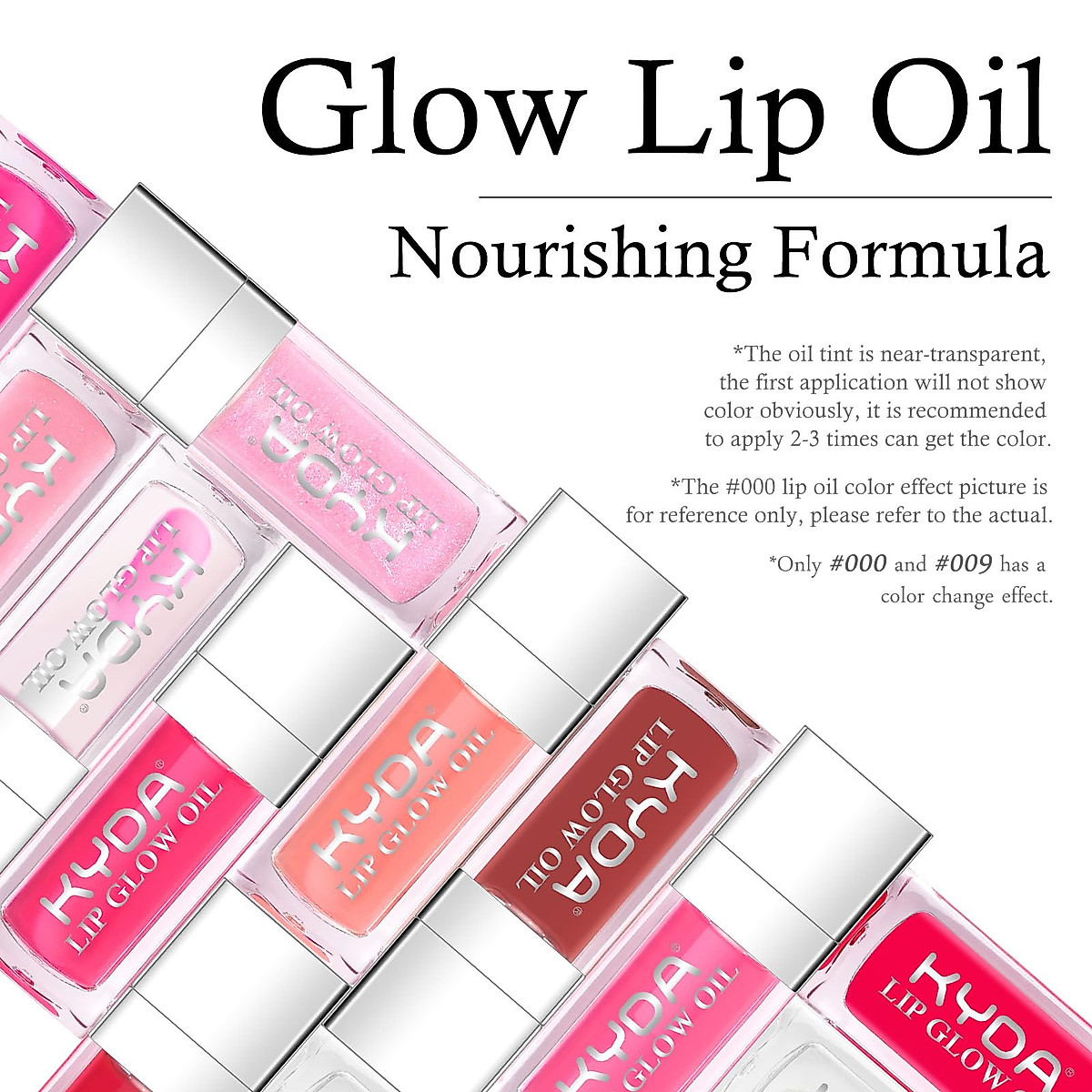 KYDA Hydrating Lip Glow Oil, Moisturizing Lip Oil, Glossy Transparent Plumping Lip Gloss, Tinted Lip Oil for Lip Care and Dry Lips-Cherry