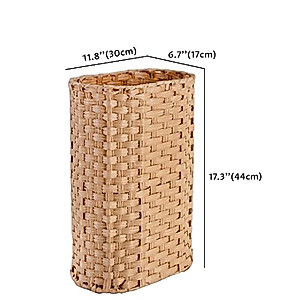 MadeTerra Wicker Narrow Umbrella Stand | Freestandling Tall Basket for Multi Purposes - Floor Woven Bucket for Laundry, Toy, Gardenning Supplies Storage (Natural)