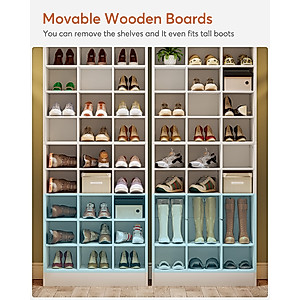 Tribesigns 10-Tier Shoe Storage Cabinet, White Wooden Shoe Rack with 30 Cubbies, Freestanding Tall Entryway Shoe Organizer for Closet, Entryway, Living Room