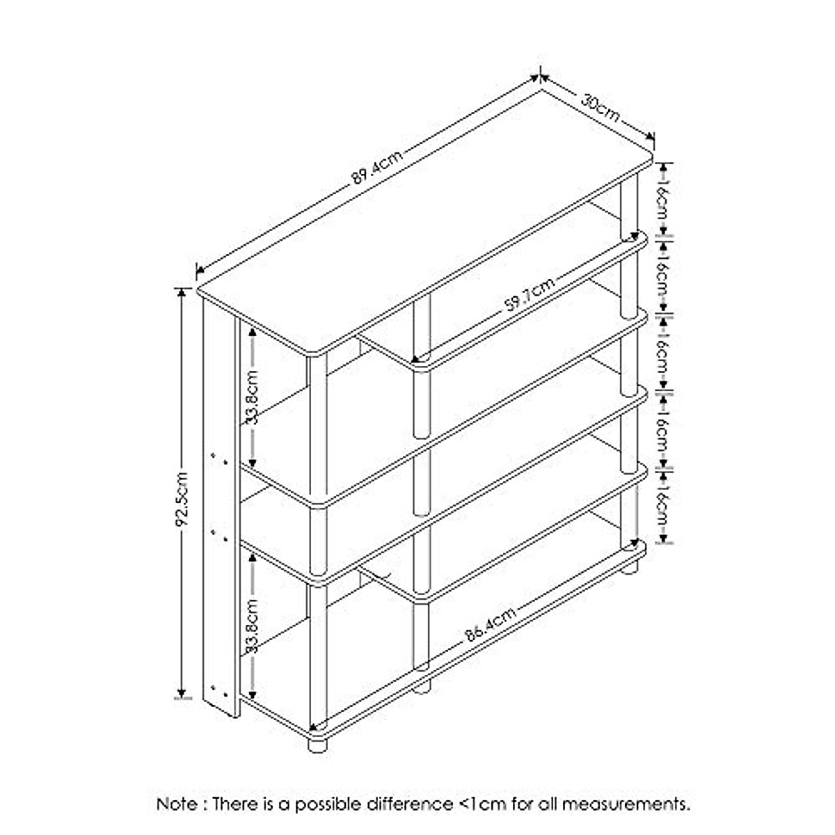 Furinno Turn-N-Tube Multi Storage Shoe Rack, 35.2"W 6-Tier, Espresso/Black,17082EX/BK