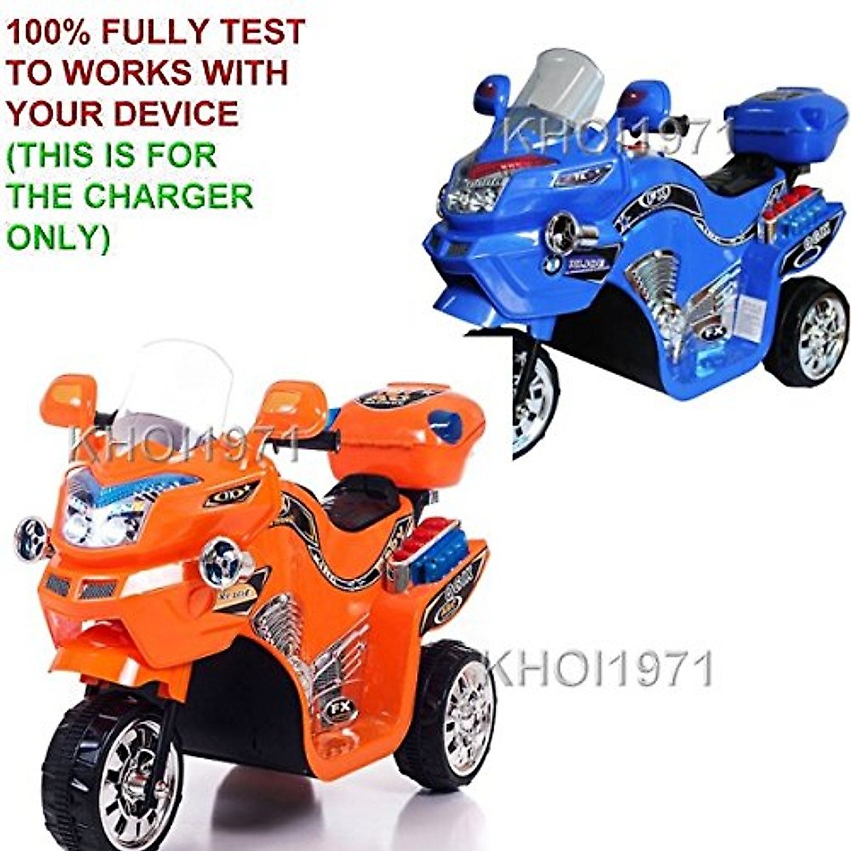 KHOI1971 ® Wall Charger AC Adapter Compatible with Lil Rider KB-901 KB901 Battery Powered Bike Ride on 3-Wheel 6V-Volt Battery Charger NOT Created or Sold by Lil Rider