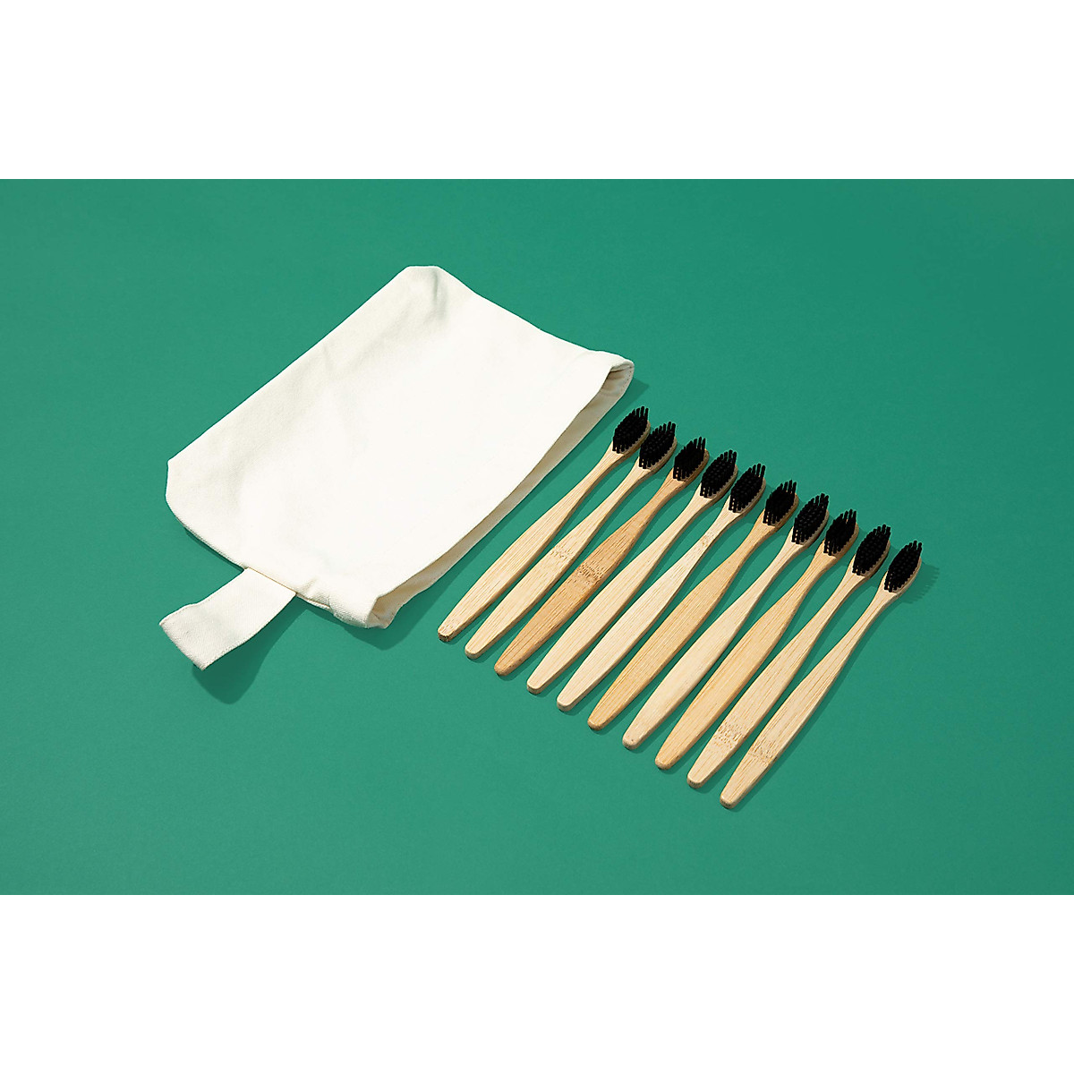 [10 Pack] Biodegradable Bamboo Toothbrushes - Soft Charcoal Infused Bristles for Cleaner Teeth - Sustainable Wooden Toothbrush - Natural Toothbrush That Lasts - Travel Case Included, BPA-Free