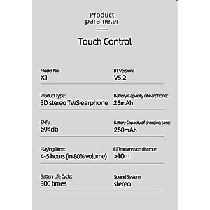 Kawii Wireless Bluetooth Earbuds X1, Headphones 50H Playtime with LED Digital Display Charging Case, Waterproof Earphones with Mic for Android iOS Cell Phone Computer Laptop