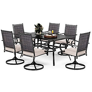 PHI VILLA Outdoor Rattan Dining Chairs Set of 2 Pieces Wicker Swivel Dining Chairs with Cushion for Outside Heavy Duty Wicker Patio Furniture Sets Bistro Chairs for Garden,Backyard,Lawn(2 Pieces)