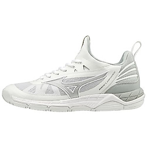 Mizuno Women's Wave Luminous Volleyball Shoe, white-silver, 6 B US