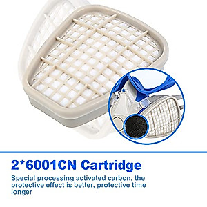 YungeEquipmentUS Reusable Full Facepiece Gas Mask with Safety Glass Respirator Mask Against Organic Vapors/Smells/Asbestos,Ideal for Painting,Polishing,Gas, Decoration, Welding, Blue