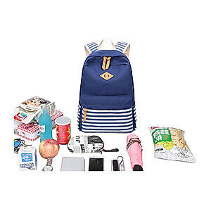 Abshoo Causal Canvas Stripe Backpack Cute Lightweight Teen Backpacks For Girls School Bookbag (Grey)