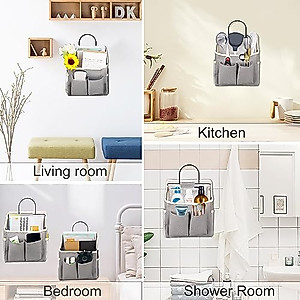 LYroo 2 Pack Wall Hanging Bag Organizer Basket with Pockets for Bathroom Bedroom Kitchen Dorm Room Essentials Rv Storage and Organization (Gray)