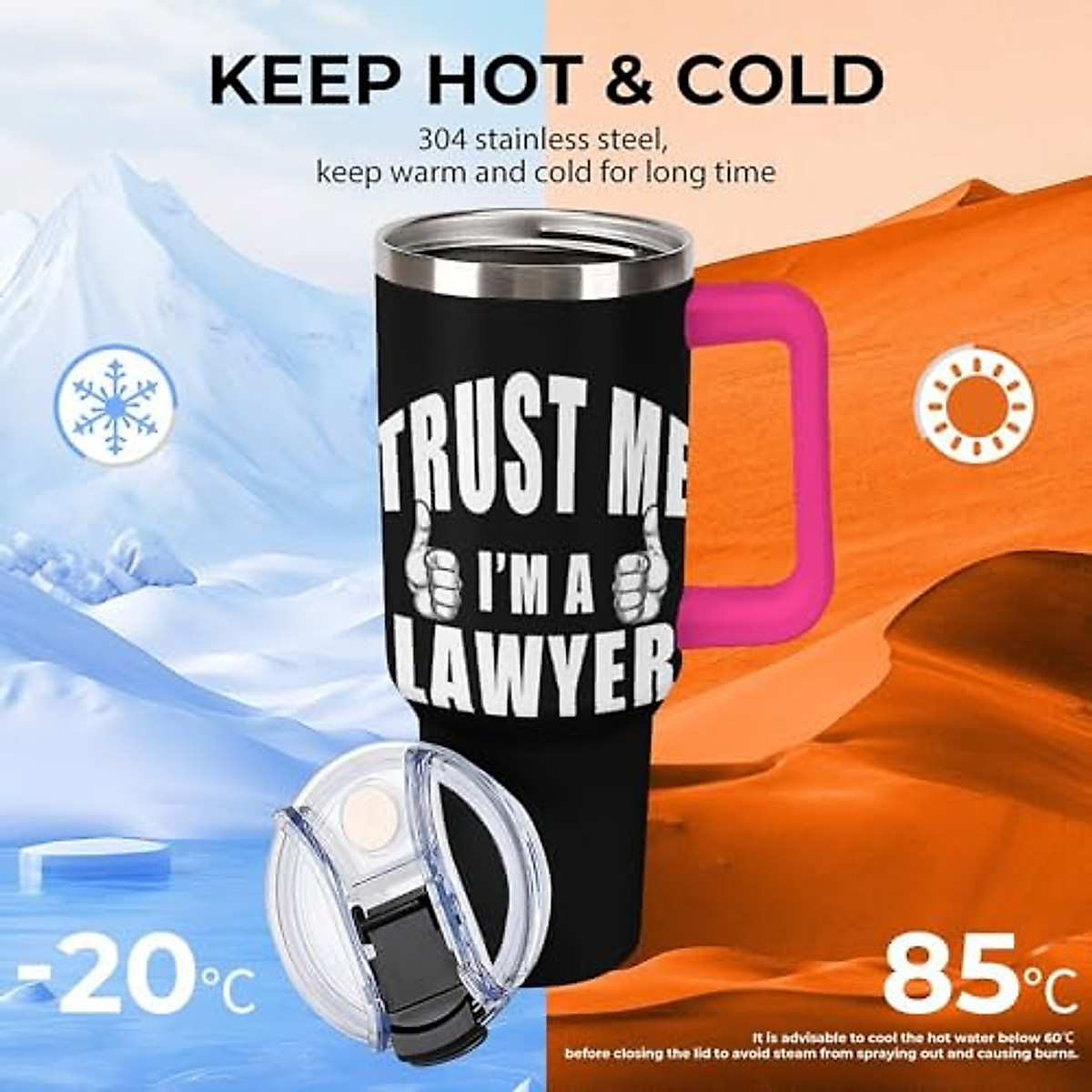 Trust Me I'm A Lawyer 40 Oz Tumbler Insulated Stainless Steel Water Bottle Travel Mug Car Cup with Handle And Straw