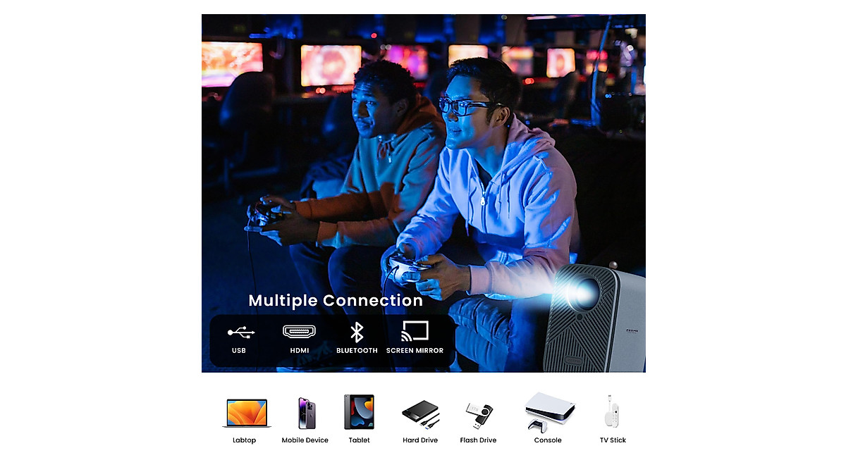 ZEEMR Mini Portable Projector with 4K Support | Home & Outdoor ...