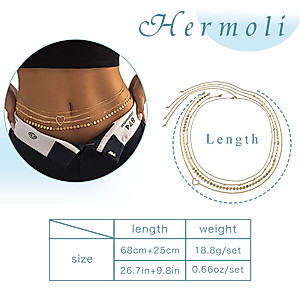 Boho Waist Belly Chain Gold Layered Heart Body Chains Summer Beach Bikini for Girls and Women