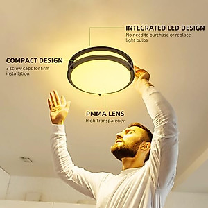 13 inch Flush Mount LED Ceiling Light Fixture, 2700K/3000K/3500K/4000K/5000K Adjustable Ceiling Lights, Oil Rubbed Bronze Saturn Dimmable Lighting for Hallway Bathroom Kitchen or Stairwell, ETL Listed