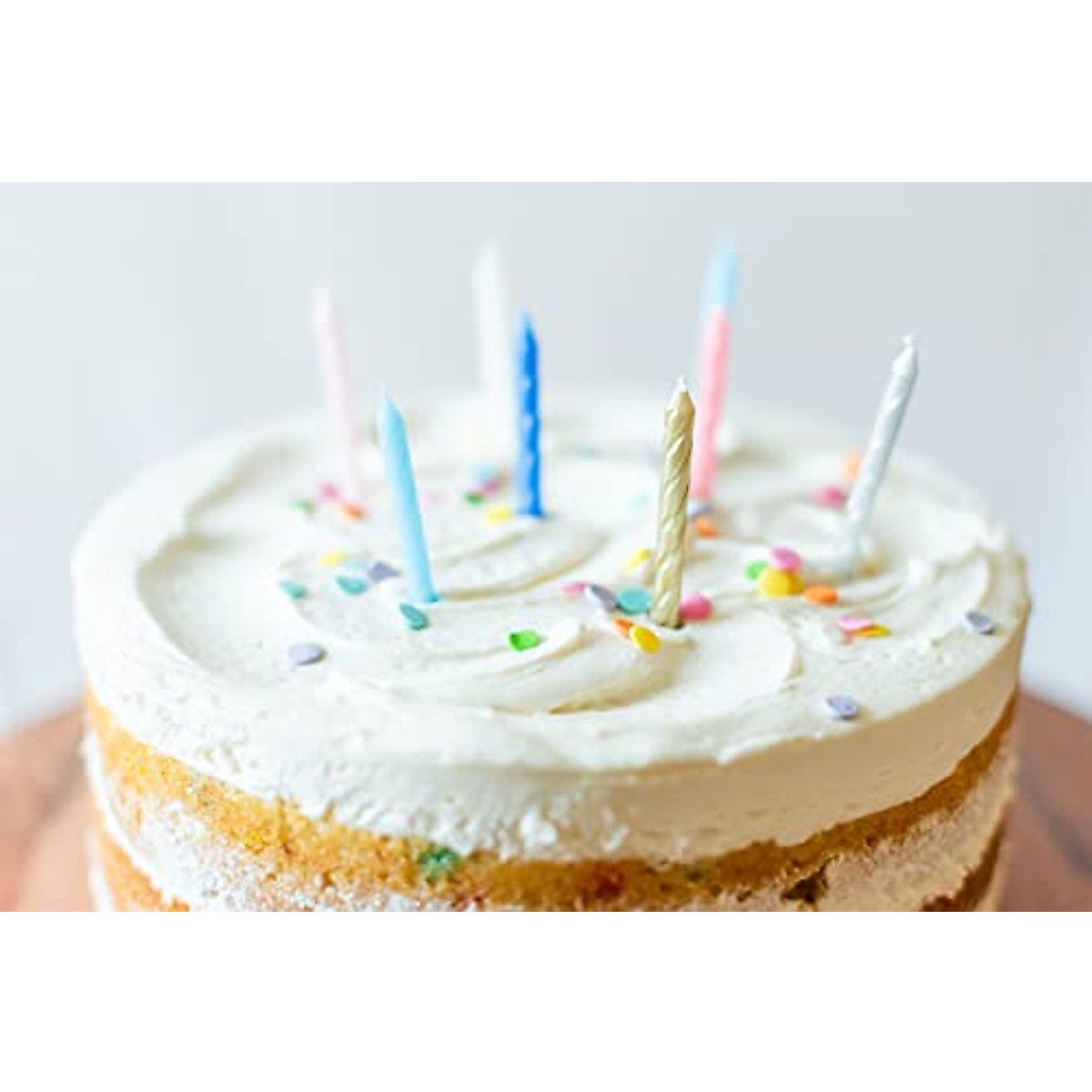 Wish for More Birthdays - 24-Pack of Birthday Candles - Tall, Spiral Cake Decorations to Benefit The American Cancer Society - Blue, Silver and White