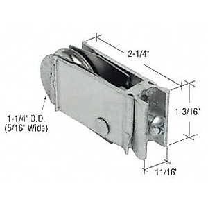 Sliding Glass Door Roller for Miller Industries Doors, 1-1/4" Steel Wheel, 3/4" Wide Housing