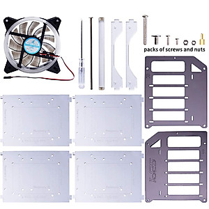 New Raspberry Pi Cluster Case, Raspberry Pi Rack Case Stackable Case with Cooling Fan 120mm RGB LED 5V Fan for Raspberry Pi 4B/3B+/3B/2B/B+ and Jetson Nano (4-Layers)