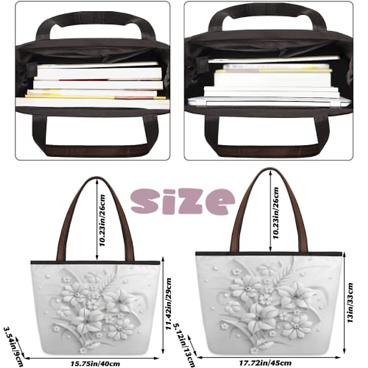 3D Style White Flower Handbags for Women shopping Tote Bag Bouquet Top Handle Shoulder Bag Satchel Purse Beach