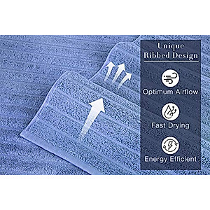 Classic Turkish Towels Luxury Ribbed 2 Piece Bath Towel Set - 100% Turkish Cotton Absorbent, Quick-Dry, Premium Towels for Bathroom, 27x54 inches (Royal Blue)