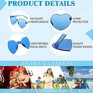 48 Pairs Heart Sunglasses Heart Shaped Frameless Glasses Trendy Candy Color Sunglass Eyewear for Bachelorette Party(Mixed Colors)