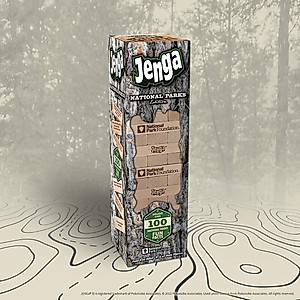 USAOPOLY JENGA National Parks | Classic Jenga Wooden Block Game with a National Parks Theme | Perfect Travel Game for Families | Celebrate US National Parks Service