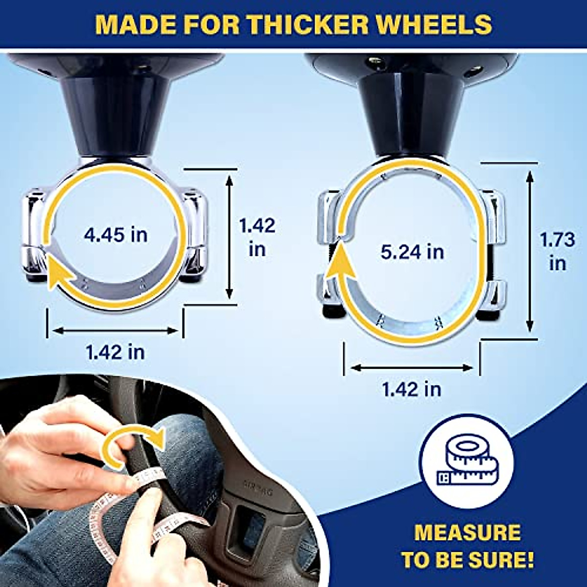 Steering Wheel Knob for Truck - XL Driving Knob for Thick Steering Wheels - Spinner for Heavy Duty, Vans, Pickup Trucks, Semi, Sport and Tuning Steering Wheels - Facilitates Maneuvers