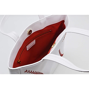 BallPark Leather White Leather Baseball Seam Purse