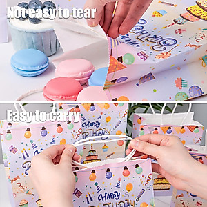 JOHOUSE 24PCS Happy Birthday Paper Bags, 5.5" x 2.8" x 8" Gift Bags with Handles Party Favor Bags Birthday Goodie Bags for Birthday Party Gifts