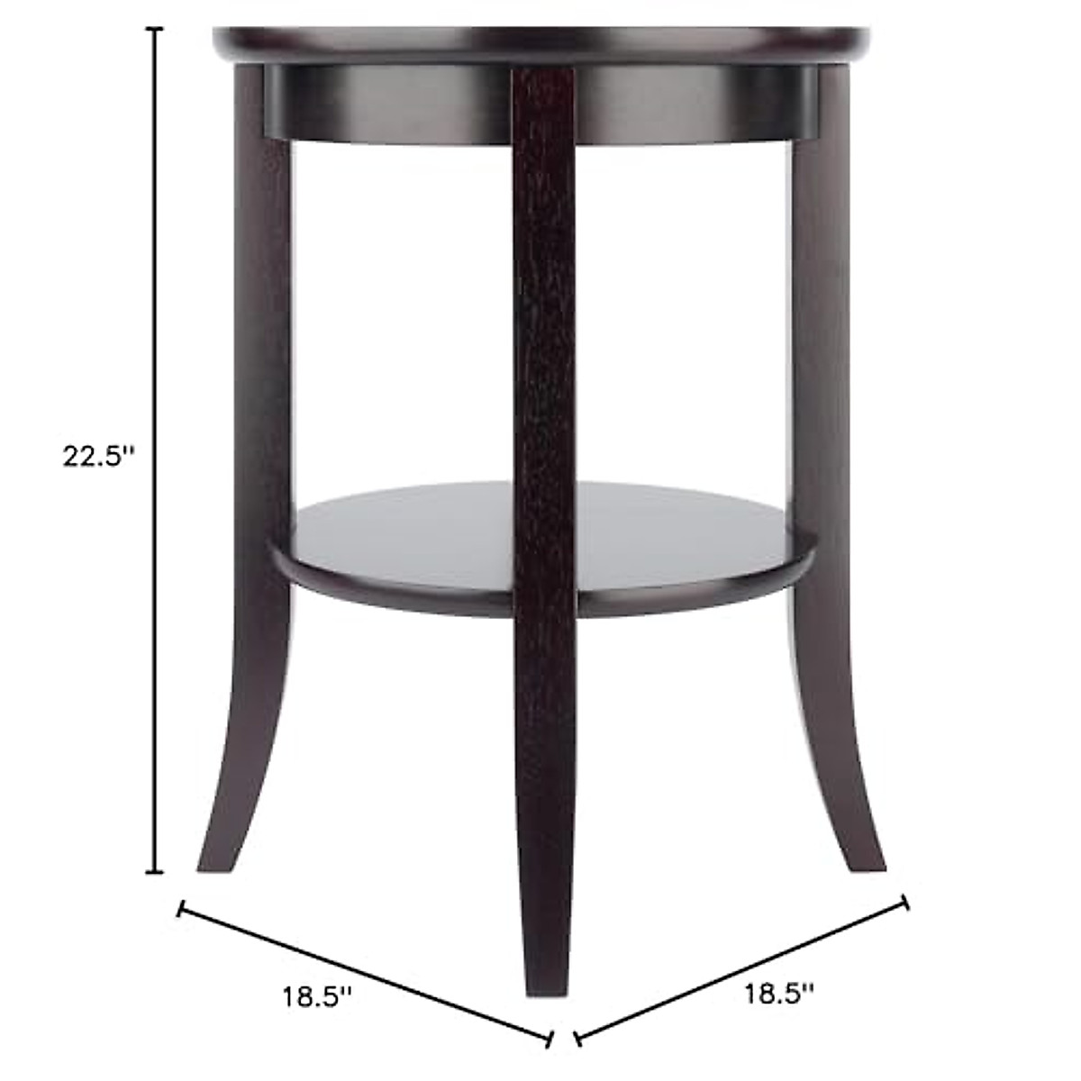 Winsome Genoa 22.56 x 18.47 x 18.47-Inch Composite Wood End Table With Glass inset, Dark Espresso (92218)