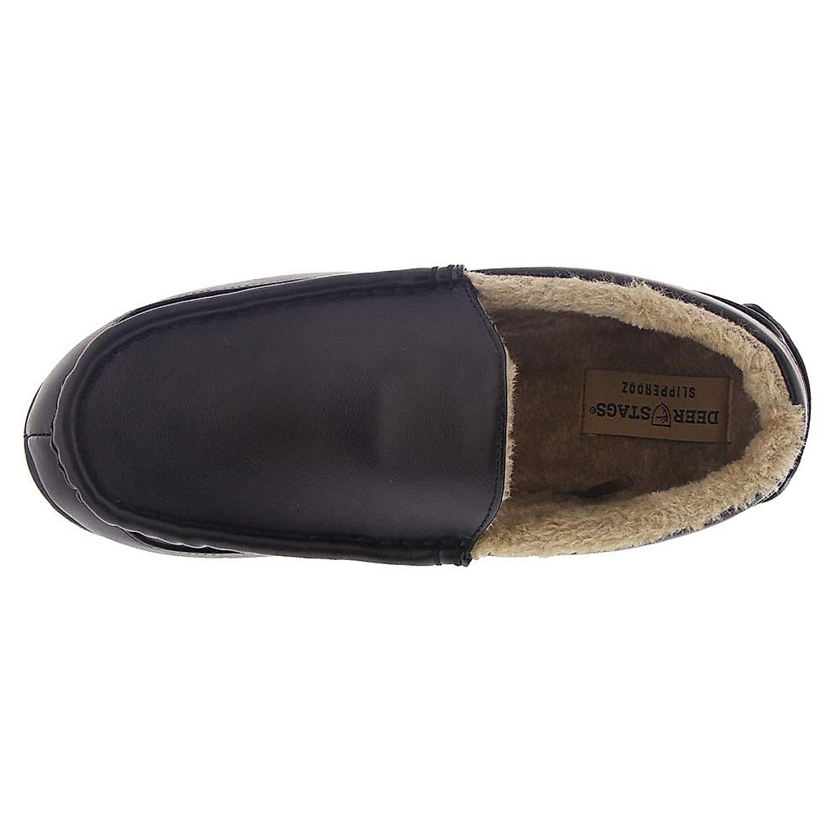 Deer Stags Men's Spun Slipper, Black Faux Leather, US Men's 16 Med