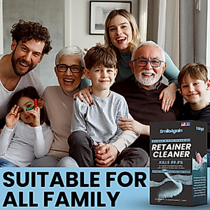 Smile Again Denture, Mouth Guard, Night Guard, Retainer Cleaner and Disinfectant - Mint Flavor - 6 Month Supply …