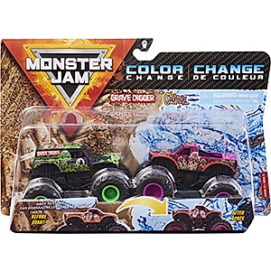 Monster Jam, Official Grave Digger vs. Calavera Color-Changing Die-Cast Monster Trucks, 1:64 Scale