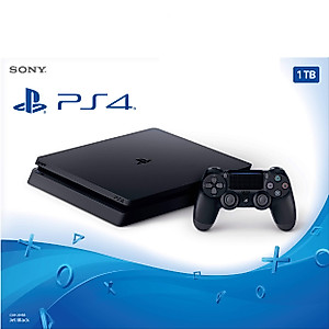 Sony Console PlayStation 4-1TB SSD Slim Edition Jet Black - with 1 DualShock Wireless Controller - PlayStation Enhanced with 1TB Solid State Drive