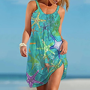 Cozirly Summer Dresses for Women Fashion Sleeveless Scoop Neck House Sexy Nightgowns Elegant Pattern Printed Soft Sleepshirts