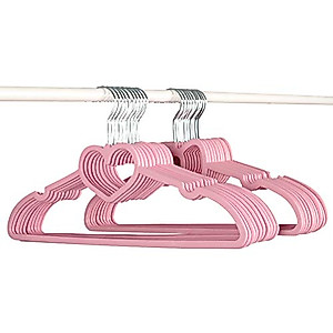 Veemoon Plastic Hangers 15PCS Heavy Duty Clothes Hanger for Adults, Non- Slip Clothes Hanger, Heart Hangers with 360 Degree Swivel Hook for Coat, Shirt, Dress, Trousers, Shirts Heart Hangers
