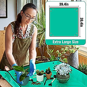 Pack of 20 Succulent Tool Set - 39.4" Indoor Plant Repotting Mat and 19 Pcs Miniature Succulent Hand Tools Garden Flower Plants Transplanting Supplies for Indoor Outdoor Plant Care (Green)